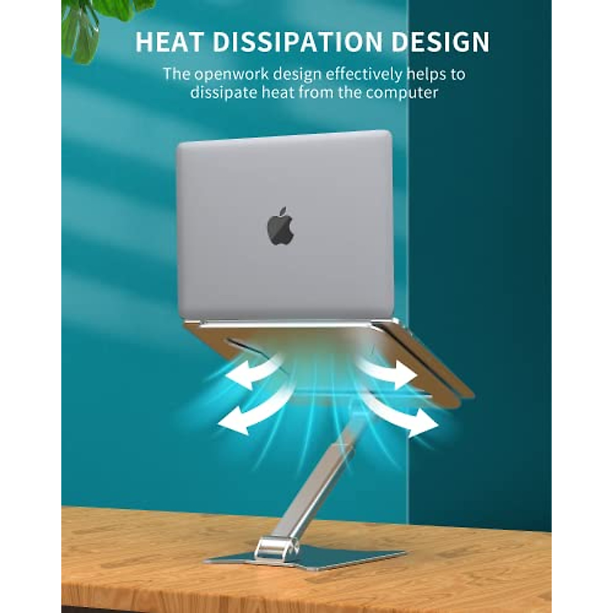 Biuupa Adjustable Laptop Stand for Desk- Sturdy Aluminum Foldable Computer Stand, Non-Slip Ergonomic Laptop Holder Lift for All Computers/ DJ/ Chromebook/ Notebook/ MacBook/ Air/ Pro, 10-16" Silver