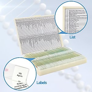 120+60 Microscope Slides with Specimens, Prepared Microscope Slides for Microbiology, Prepared Microscope Slides for Adults/Kids