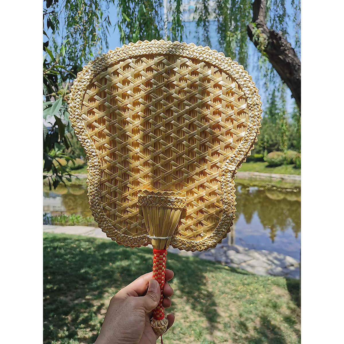 Kailinst Hand Woven Fan,Folding Hand Fan,Wheat Straw Hand Fan,Manual Fan,Hand Fans Women Foldable,Suitable for Summer,Barbecue,Decoration(7.7" Plantain Fan)
