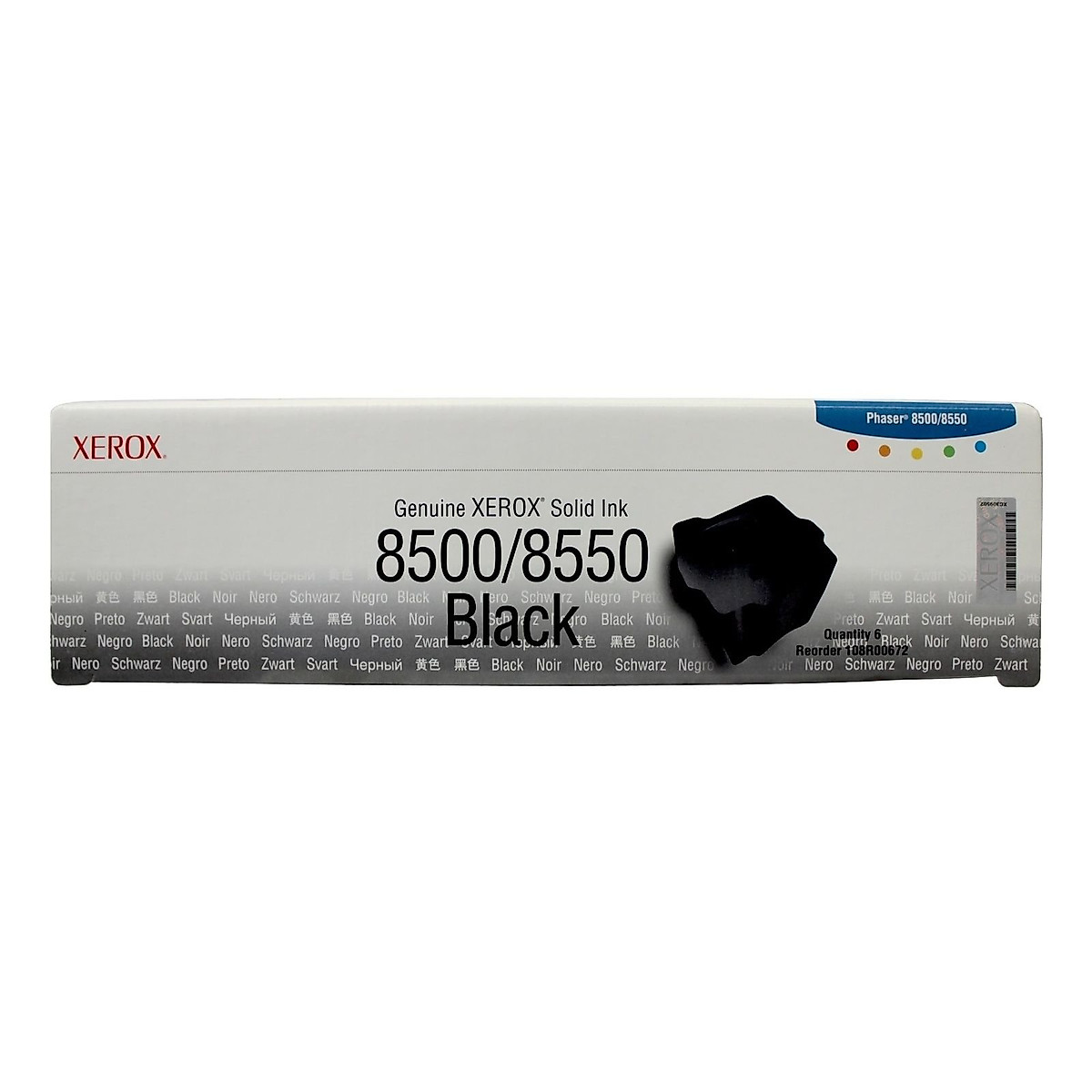 Xerox 108R00672 Phaser 8500 8550 Ink-Cartridge (Black, 6-Sticks) in Retail Packaging