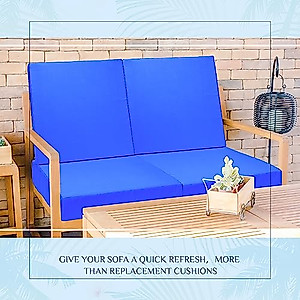 Batiyeer 8 Pcs Outdoor Cushion Slipcovers Patio Chair Cushion Covers Replacement Waterproof Square Outdoor Seat, 20 x 20 x 4 Inch (Royal Blue)