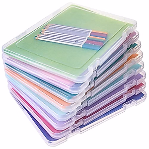 8 Packs A4 Clear Portable Project Case Thick Scrapbook Paper Storage Box with Handle Plastic File Box Document Case Photo Storage Containers Plastic Protectors for Magazines Stamps Photos Art Craft