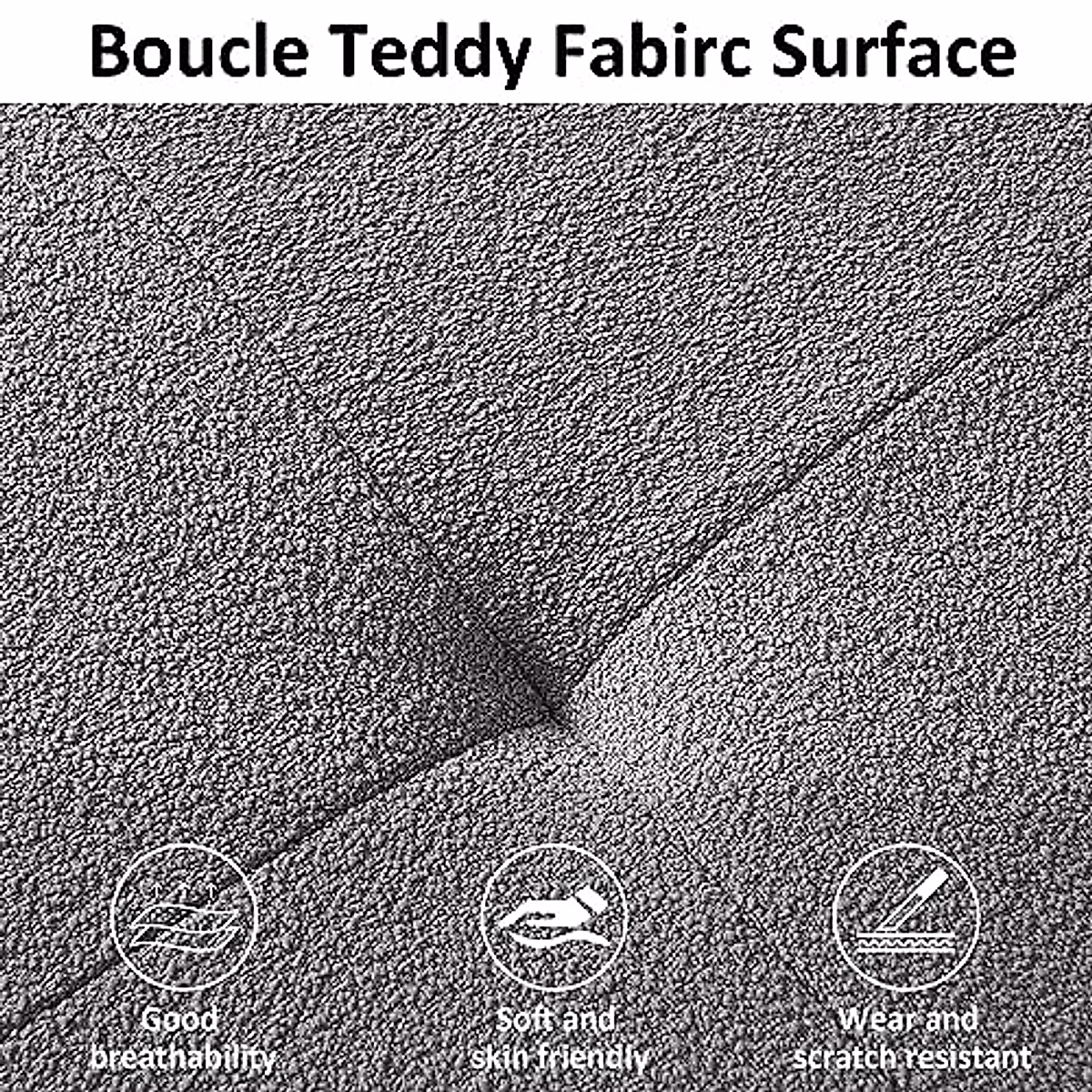 Eafurn 120" Teddy Fleece Curved Chaise Lounge,Free Combination Modular Sectional Set,3 Seater Button Tufted Comfy Sofa & Couches for Living Room Bedroom Apartment with 3 Pillows, Gray