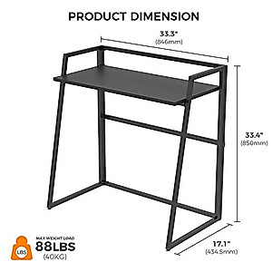 Eureka Ergonomic 33 inch Folding Desk Table, Home Office Collapsible Study Writing PC Laptop Small Computer Desk for Small Spaces No Assembly, Black