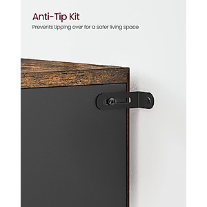 VASAGLE Lateral File Cabinet, Home Office Printer Stand, 2-Drawer Filing Cabinet, with Anti-tip Interlocking Mechanism, for A4, Letter-Size, Legal-Size Hanging Files, Rustic Brown and Black UOFC053B01