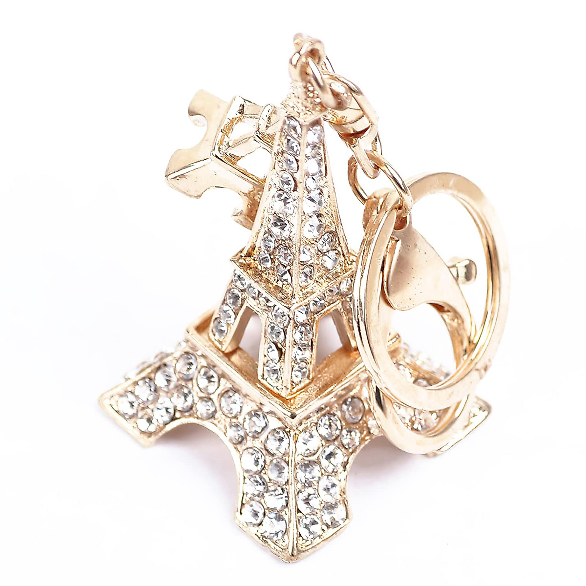 Eiffel Tower Keychain - Pack 1 Crystal Key Ring, Gold Decor for Car Supplies,Gift to Women Girls,Rhinestone Decorations for Bag Accessories (Eiffel Tower)