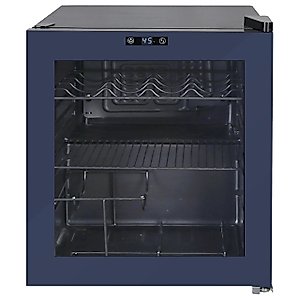 West Bend Beverage Cooler Refrigerator 15 Wine Bottle/60 Can Capacity, Glass Door, 17-Inch Wide Freestanding, Adjustable Thermostat Control, 1.6-Cu.Ft, Slate Blue