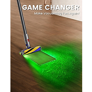 Green Vacuum Light Show All Dust Compatible with Dyson Shark Bissell, Vacuum Cleaner Light Attachment Display All Dust & Detect Cat Dog Hair, Upgrade Universal Accessories (USB-C Rechargeable)