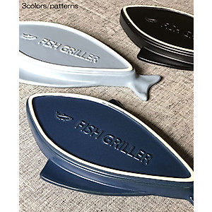 Saji Pottery 10-814 Banko Ware Grill Plate, Bakeware Dish, Oven Safe, Approx. 11.0 x 6.3 inches (28 x 16 cm), Fish Griller, Dark Blue, Made in Japan