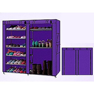 Mytunes 6 Tier Shoe Rack Organizer for 36 Pair Shoes, Shoe Tower Storage Shelf Holder with Non-Woven Fabric Cover (Purple)