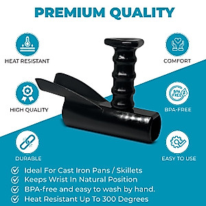 Pan Buddy™- Vertical Attachment for Pan Handle- Adds Leverage and Support- Makes Lifting Heavy Cookware Easier! (Black)