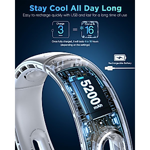 Hotsales Neck Fan, Hands Free Bladeless Neck Fans Portable Rechargeable, 360° Cooling Neck Fan, 4 Speeds, Quiet, 5200 mAh Battery Operated USB Wearable Personal Fan Gifts for Women, Travel, Outdoor