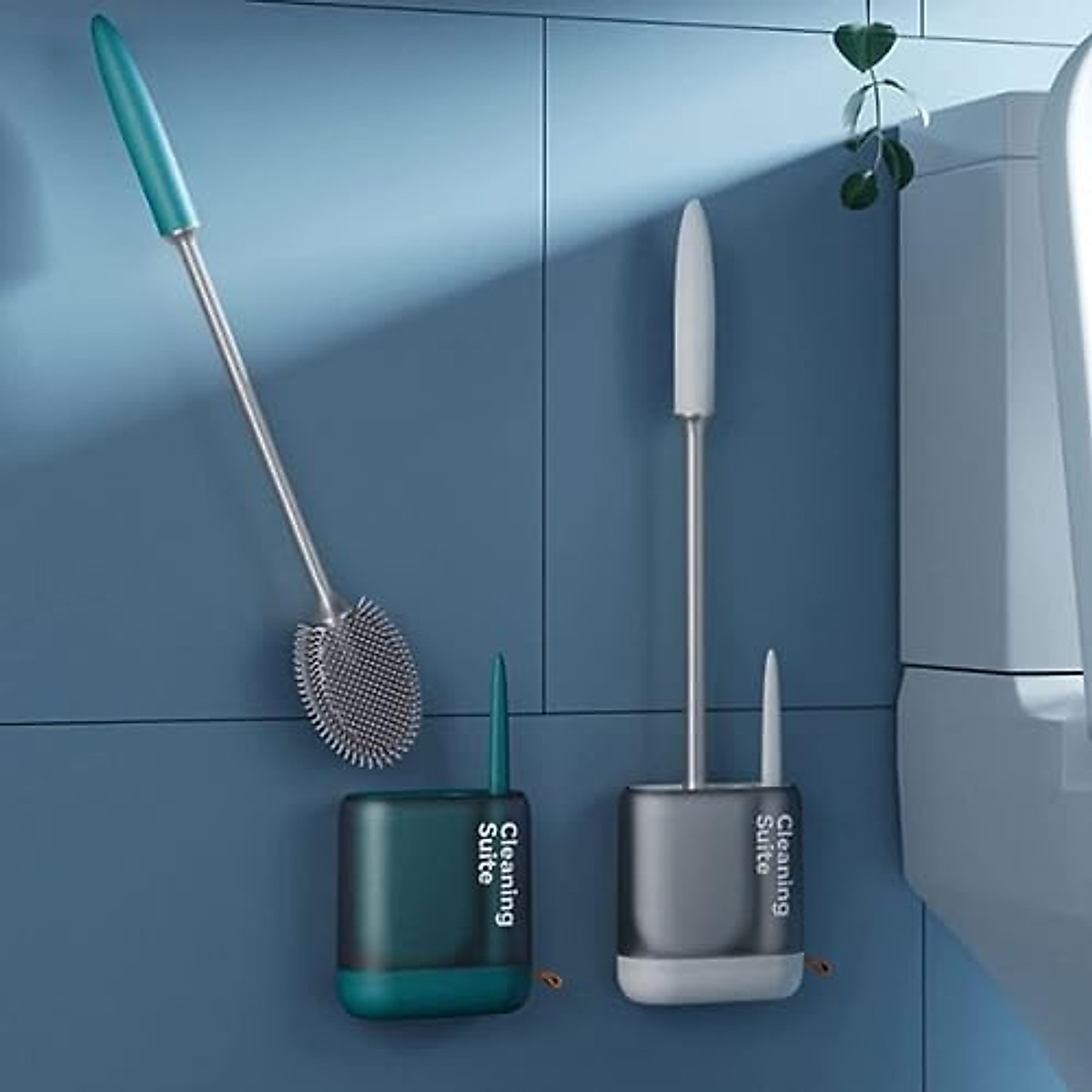 Creative Silicone Toilet Bowl Brush 2-in-1 Toilet Brush Cleaning Powerful Toilet Cleaner Brush Toilet Brush and Holder Set