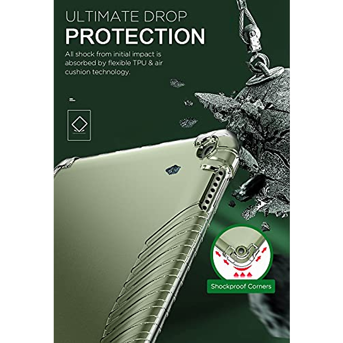 MoKo Case Fits All-New Kindle Fire HD 10 & 10 Plus Tablet (11th Generation, 2021 Release) 10.1", Ultra Clear Soft Flexible Transparent TPU Skin Bumper Back Cover Shell, Clear