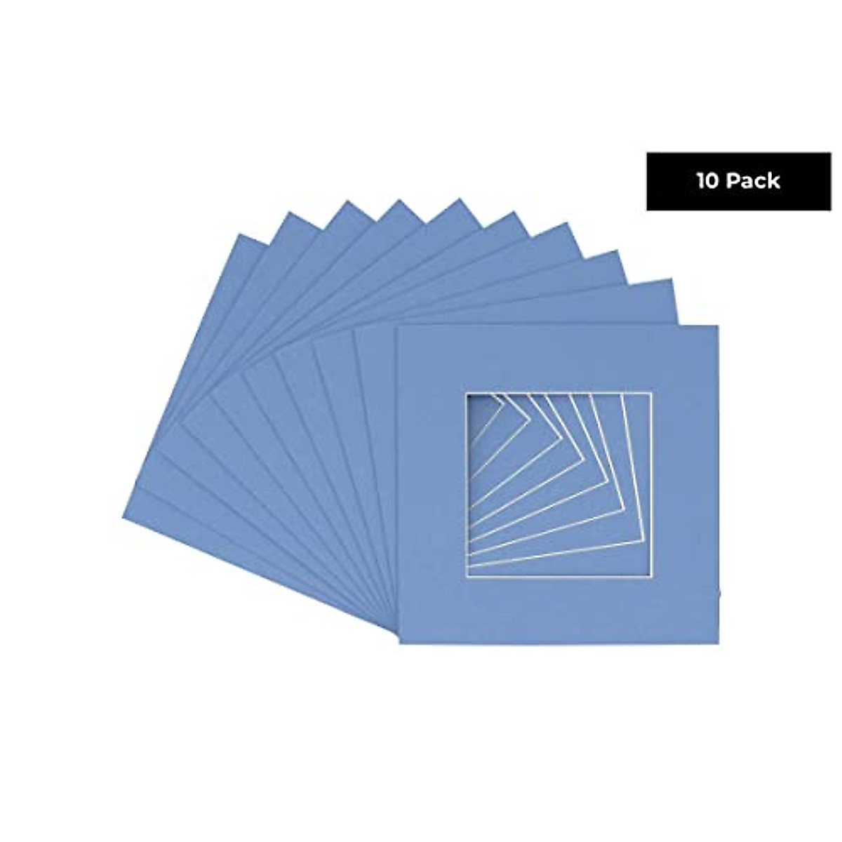 CountryArtHouse Brittany Blue Acid Free 16x16 Square Picture Frame Mat with White Core Bevel Cut for 5x5 Pictures - Fits 16x16 Frame - Pack of 10 Matboards