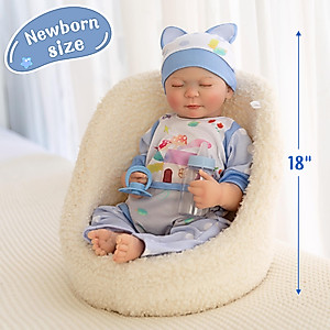 Thorugod Realistic Reborn Baby Dolls - 18 Inch Lifelike Smiling Boy Doll with Vinyl Body, Christmas/Birthday Gift for Kids Age 3+