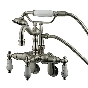 Elements of Design DT13018CL Hot Springs Wall Mount Clawfoot Tub Filler with Hand Shower, Satin Nickel