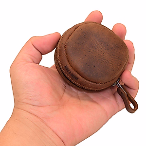 Hide & Drink, Rounded Coin Case, Zippered Wallet, Travel Pouch, Full Grain Leather, Handmade, Bourbon Brown