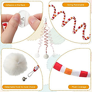 Woanger 4 Pcs Cat Spring Toys Hanging Cat Toy Hanging Door Interactive Cat Toys Cat Ball Toys with Bell Long Tail Stretchable Soft Plush Cat Teaser Toy for Kitten Chase Play and Kill Time, Gradient