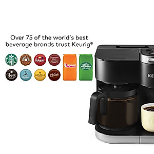 Keurig K-Duo Coffee Maker, Single Serve and 12-Cup Carafe Drip Coffee Brewer, Compatible with K-Cup Pods and Ground Coffee, Black