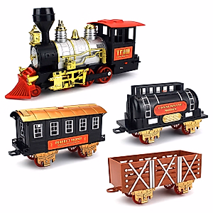 Large Classic Holiday Christmas Tree Train Set with Sounds Lights Smoke for Around Under The Christmas Tree