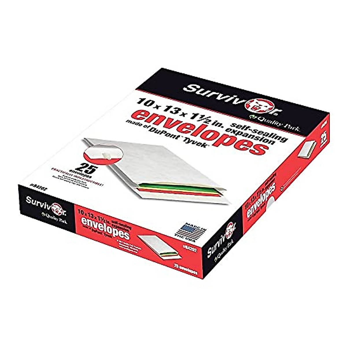 Quality Park Survivor R4202 Tyvek Expansion Mailer, 10 x 13 x 1 1/2, White (Box of 25)