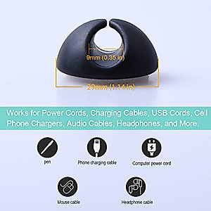 Cable Clips Organizer for Phone Charging Cable, Cable Holder Desktop,Cord Clips for Computer,Charging Cable,USB Cable,Mouse,Headphone Cable,Office, Nightstand,Table,Cubicle,ect.(3 Black+3 White)