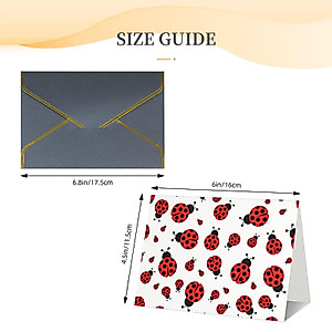 PAILON Fresh Ladybug Thank You Cards With Envelopes, Blank Greeting Note Cards With Envelopes Blank Inside, Funny Birthday Cards For Women Men, Thank You Card For Wedding Business,Graduation