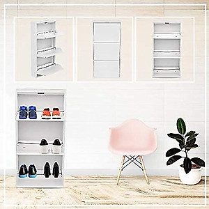 Mabel Home Modern 3 & 4 Drawer Shoe Cabinet, 3-4Tier Shoe Rack Storage Organizer, (White) (3 & 4Tier) (3 Tier)