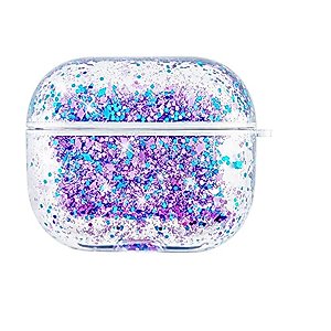 uCOLOR Compatible with AirPods 3 Case 2021 Purple Blue Glitter Flowing Waterfall Quicksand Designed 360° Full Protective Shockproof Portable Cover