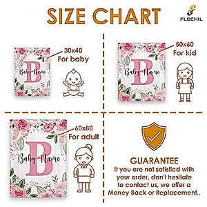FLOCHIL Personalized Baby Blankets, Custom Baby Blanket - Baby Blanket with Name for Girls, Best Gift for Baby, Newborn Floral Plush Fleece (30x40)