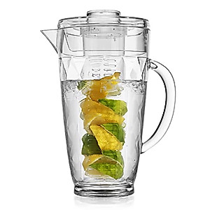 Water Infuser Pitcher – Fruit Infuser Water Pitcher By Home Essentials & Beyond – Shatterproof Acrylic Pitcher – Elegant Durable Design – Ideal for Iced Tea, Fruit Infused Water and Juice (67.7 oz.)