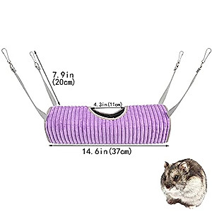 G YITENG Small Animal Bunk Bed Ferret Hammock Pet Rat Cage Hammock Sleep Bed Play Platform Tunnel Hamster Cage Accessories Hanging Hideout Tunnel Tube Toy (Purple)