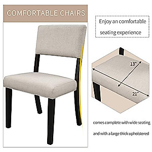 P PURLOVE 5 Pieces Dining Table Set Round Kitchen Table with 4 Upholstered Chairs for Dining Room, Espresso