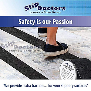 SlipDoctors Anti Slip Traction Tape (4" x 15 FT) Black, 60 Grit, Heavy Duty Safety Tape for Indoor/Outdoor, Ramps, Stairs and more. Strong Adhesive Non Skid Treads.