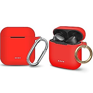 MOLOVA Protective Silicone Case Compatible with Tozo t6, Front LED Visible, Premium Accessory Shockproof tozo t6 Case Cover with Keychain,Red
