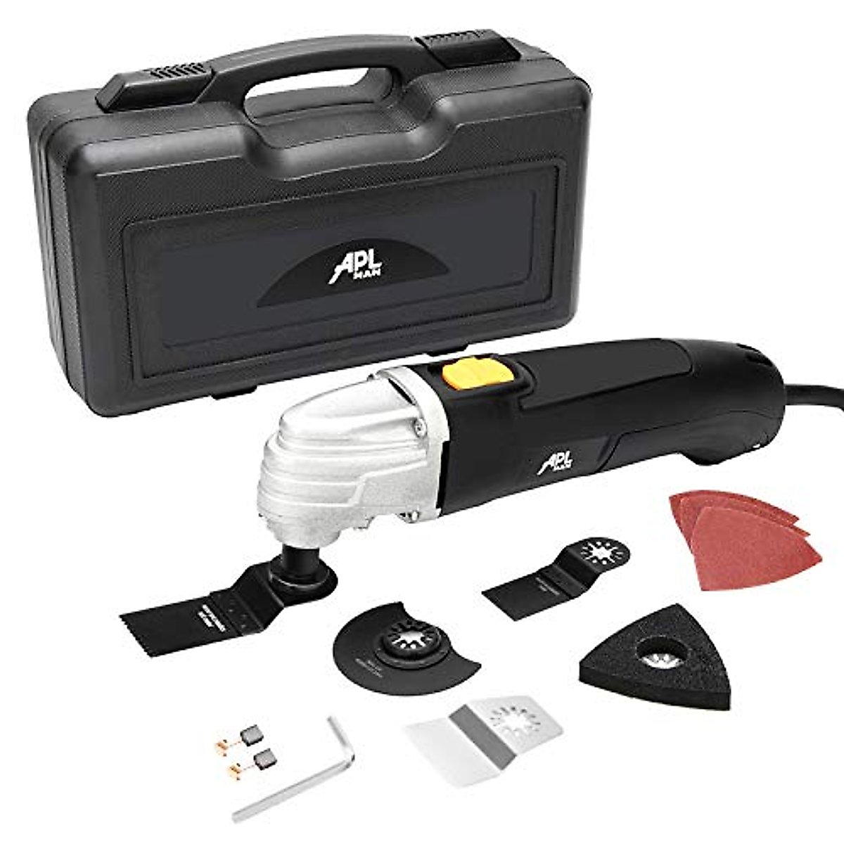 APLMAN Multi Purpose Oscillating Tool, 1.6-Amp Oscillating Multi Tool with 3.2°Oscillation Angle, Single Speed and 8 Pcs Accessories，Carrying Box