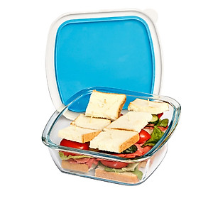 NUTRIUPS 1 QT Square Glass Baking Dish with Lid, 6x6 Baking Dish for Oven, Small Glass Food Bakeware