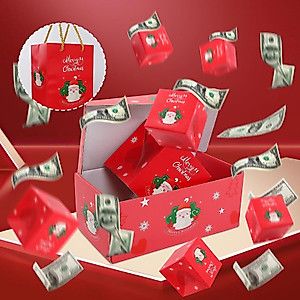 Surprise Gift Box Explosion for Money, 2024 Newly Merry Christmas Surprise Gift Boxes, Folding Pop-Up Explosion Gift Box, Christmas Boxes Explosion Gift Box for Money and Birthday (10 Boxes Red)