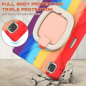 Kids Case for iPad Pro 12.9 Inch 6th/5th/4th/3rd Generation 2022 2021 2020 2018, SCSVPN Shockproof Silicone Protection Cover with Pencil Holder- Rotating Stand/Handle- Shoulder Strap, Colorful Red