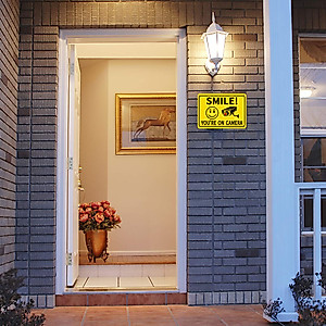 Sheenwang 2-Pack Smile You’re on Camera Sign, Video Surveillance Signs Outdoor, UV Printed .040 Mil Rust Free Aluminum 10 x 7 in, Security Camera Sign for Home, Business, Driveway Alert, CCTV