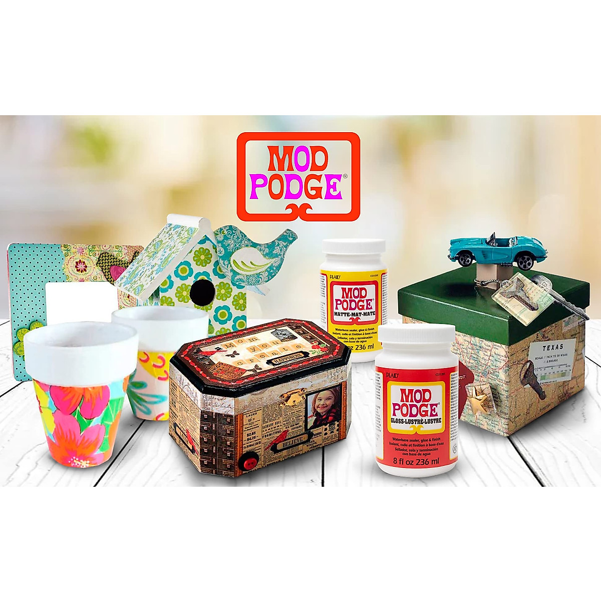 Mod Podge Bundle, 8 Ounce Gloss and Matte Medium Waterproof Sealer, Pixiss Accessory Kit with Foam Brushes, Gloves, Glue Spreaders and More 8oz