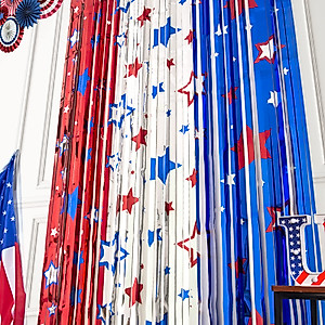 LOLStar 4th of July Decorations, Red White Blue 3 Pack America Star Tinsel Foil Fringe Curtains, Photo Booth Prop Streamer Backdrop for Independence Day, Memorial Day, Labor Day, Patriotic Party