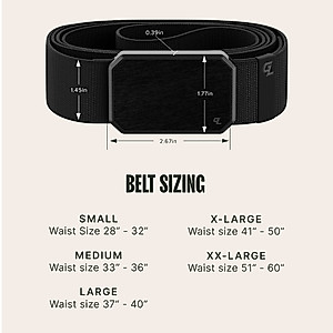 Groove Life Groove Belt Black/Black - Men's Stretch Nylon Belt with Magnetic Aluminum Buckle, Lifetime Coverage - Medium (33-36")