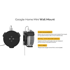 Wall Mount Stand for Google Home Mini/Dot 3rd Generation Voice Assistants Cord Storage Wall Mount(Black)