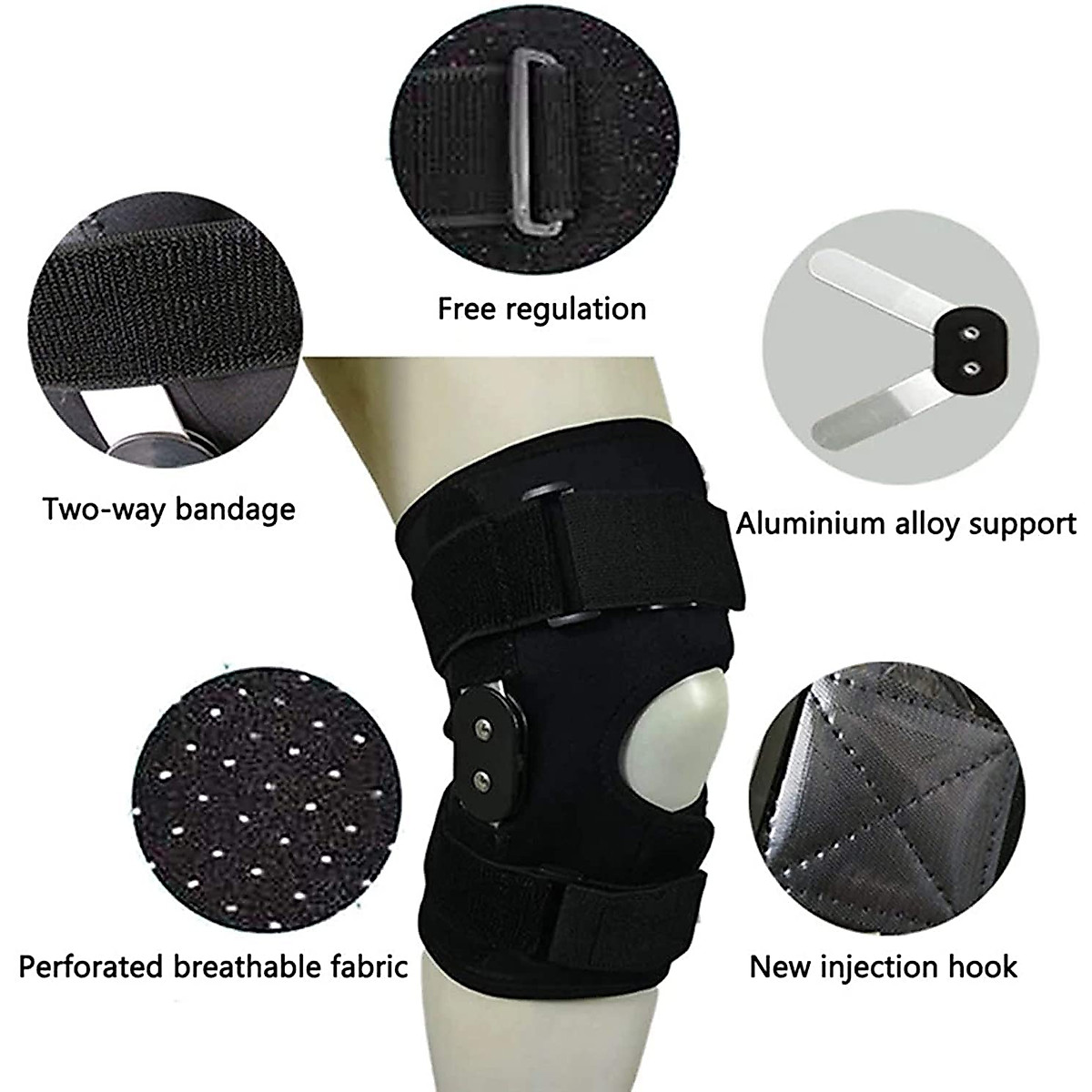 Knee Braces for Knee Pain Arthritis Aluminium Adjustable Hinged Knee Orthosis Brace Support Ligament Sport Injury Orthopedic Splint Knee Pads Outdoor Knee Splint Support for Arthritis Pain Relief