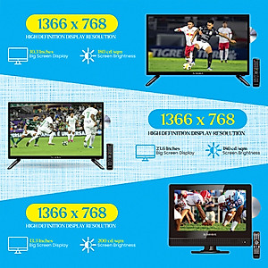 Audiobox 13.3" HDTV with Built-in DVD Player with HDMI, USB, Car Cord Adapter and Digital Noise Reduction, Compact TV Television RV, Camping, Outdoors