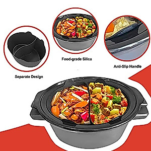 Slow Cooker Divider Silicone Liners, 6 Qt Crockpot and Slow Cookers Compatible, Cook Two Dishes At Once - Easy Cleanup Dishwasher, BPA Free 6 Quart Fit with Crock Pot Black Liners