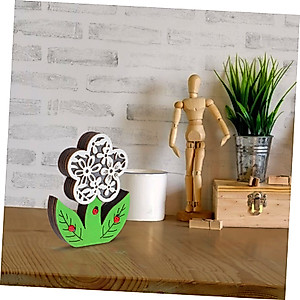 DOITOOL Floral Table Night Light Decor Wooden LED Light Indoor Night Lamp for Home Office Decoration