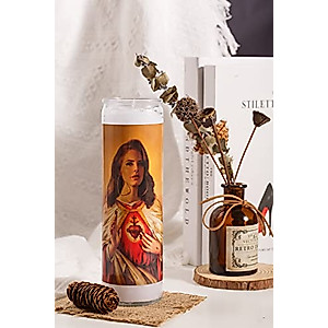 Lana Del Rey Candle - Lana Del Rey Merch, Funny Saint Votive, Pop Culture Celeb Prayer Candle,Scented Celebrity Parody Devotional Prayer Candles, Celebrity Novelty Gifts for Christmas
